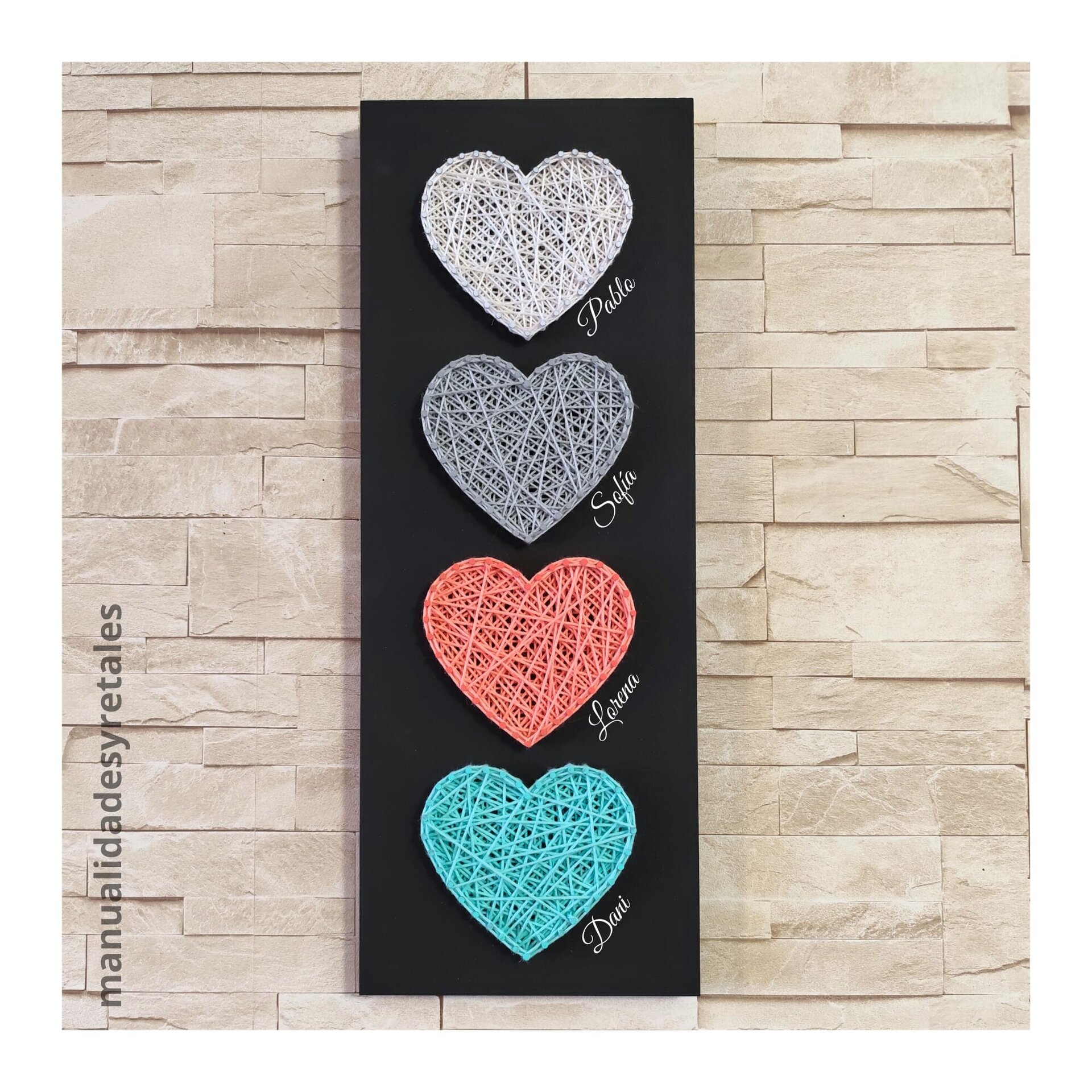 Hilorama corazones familia | Manualidades y Retales